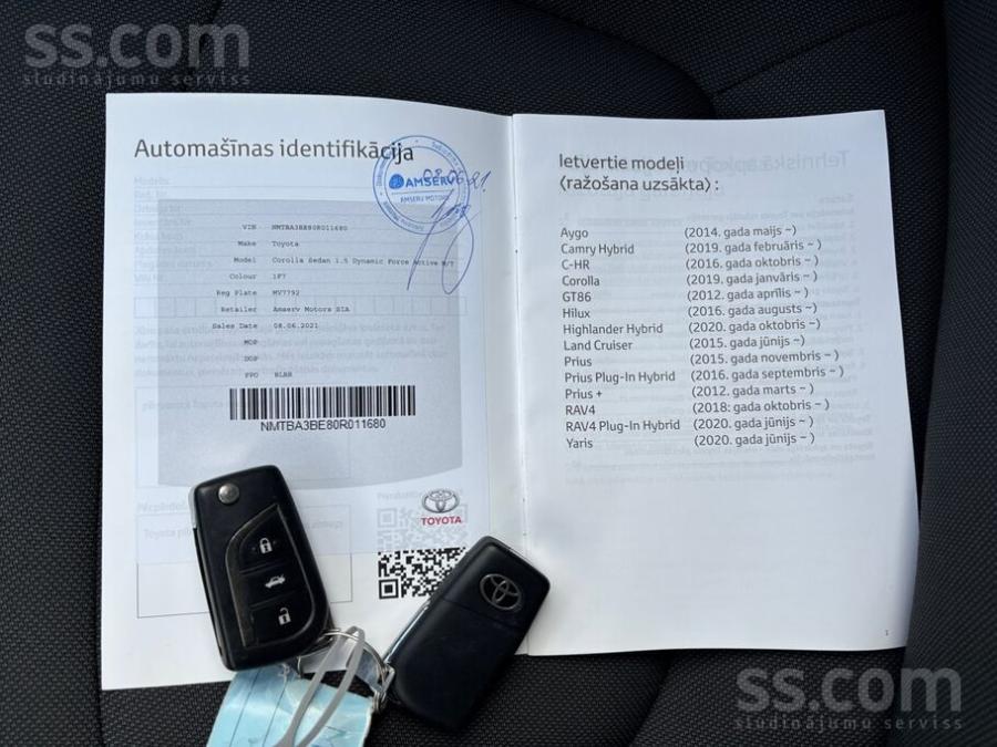 Grey Toyota Corolla 2021 in Riga, with an engine capacity of 1.50 L and mileage of 137 thousand km for 12820 €, photo 26 on AUTOMOTO.COM.LV