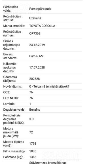 Серый Тойота Королла 2019 в Рига, объемом двигателя 1.80 л и пробегом 203 тыс. км за 14995 €, фото 36 на AUTOMOTO.COM.LV