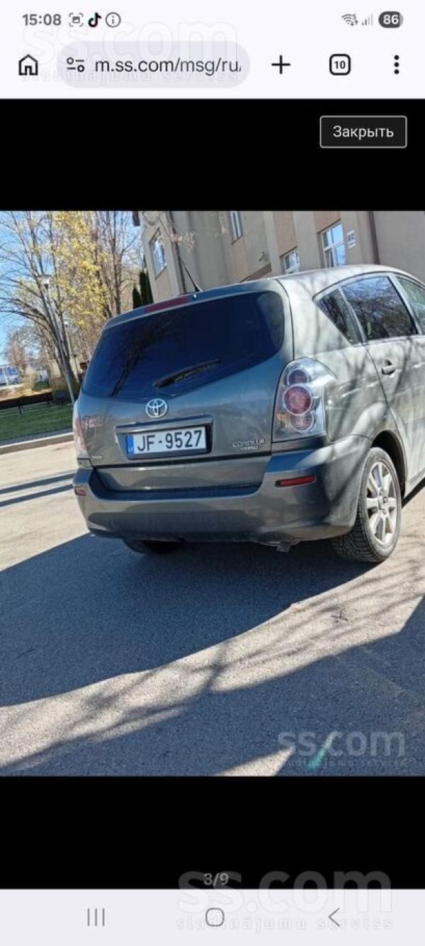 Pelēks Toyota Corolla Verso 2004 Daugavpils, ar dzinēja tilpumu 2.00 L un nobraukumu 380 tūkst. km par 1000 €, foto 1 vietnē AUTOMOTO.COM.LV