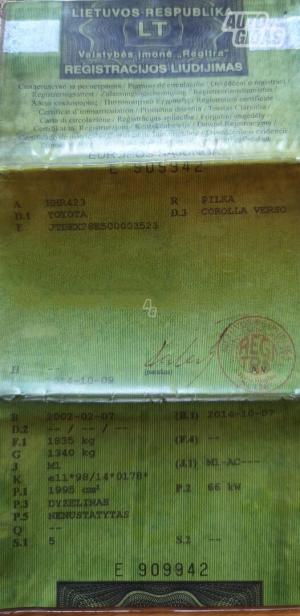 Тойота Королла Версо 2002 в Ионава, объемом двигателя 2.00 л и пробегом 261 тыс. км за 750 €, фото 22 на AUTOMOTO.COM.LV