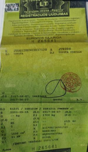 Toyota Corolla Verso 2003 Jonava, ar dzinēja tilpumu 1.60 L un nobraukumu 228 tūkst. km par 1190 €, foto 26 vietnē AUTOMOTO.COM.LV