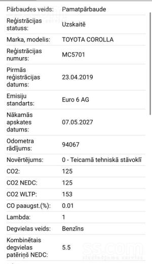 Белый Тойота Королла 2019 в Рига, объемом двигателя 1.60 л и пробегом 101 тыс. км за 14800 €, фото 32 на AUTOMOTO.COM.LV