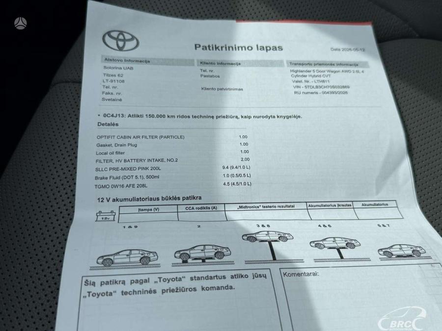 Melns Toyota Highlander 2021 Klaipėda, ar dzinēja tilpumu 2.49 L un nobraukumu 153 tūkst. km par 36000 €, foto 29 vietnē AUTOMOTO.COM.LV