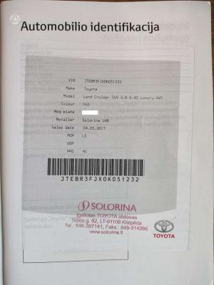 Серый Тойота Ленд Крузер 2017 в Клайпеда, объемом двигателя 2.76 л и пробегом 119 тыс. км за 32900 €, фото 18 на AUTOMOTO.COM.LV