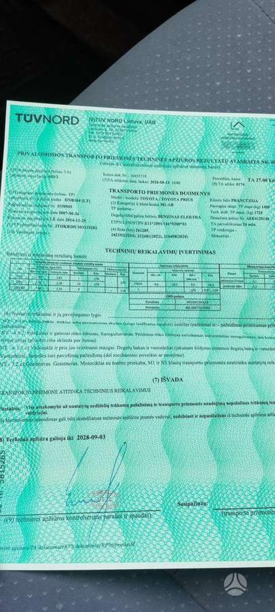 Серый Тойота Приус 2007 в Вильнюс, объемом двигателя 1.50 л и пробегом 261 тыс. км за 4250 €, фото 14 на AUTOMOTO.COM.LV