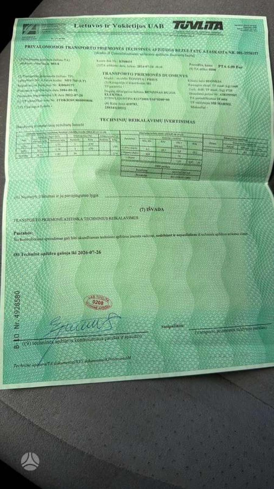 Sarkans Toyota Prius 2004 Viļņa, ar dzinēja tilpumu 1.50 L un nobraukumu 485 tūkst. km par 1300 €, foto 10 vietnē AUTOMOTO.COM.LV