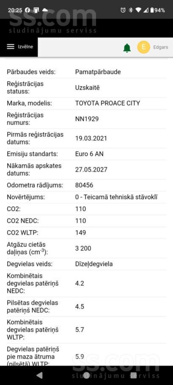 Серый Тойота Proace 2021 в Рига, объемом двигателя 1.50 л и пробегом 81 тыс. км за 10000 €, фото 9 на AUTOMOTO.COM.LV