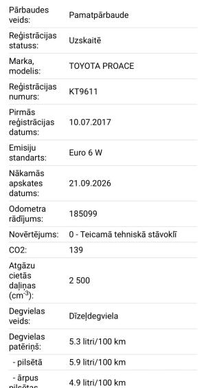Grey Toyota Proace 2017 in Riga, with an engine capacity of 2.00 L and mileage of 204 thousand km for 18200 €, photo 29 on AUTOMOTO.COM.LV