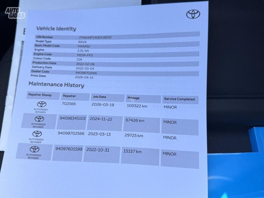 Black Toyota RAV4 2020 in Avizieniai, with an engine capacity of 2.00 L and mileage of 103 thousand km for 23500 €, photo 29 on AUTOMOTO.COM.LV