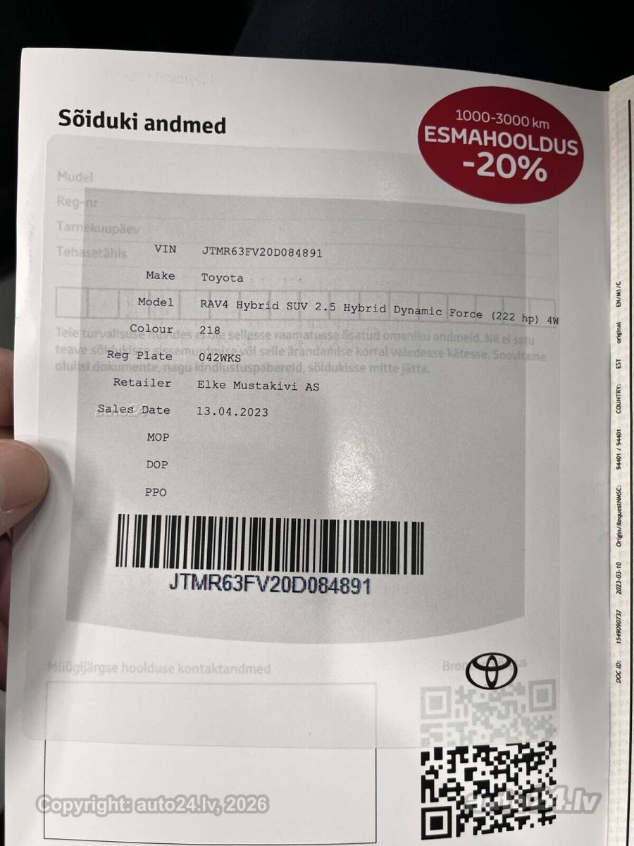 Черный Тойота РАВ 4 2023 в Таллин, объемом двигателя 2.50 л и пробегом 39 тыс. км за 36500 €, фото 22 на AUTOMOTO.COM.LV