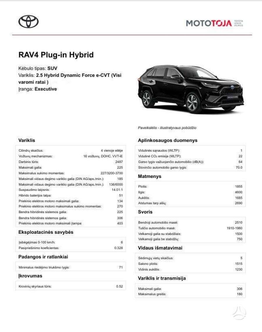 Black Toyota RAV4 2023 in Vilnius, with an engine capacity of 2.49 L and mileage of 115 thousand km for 37800 €, photo 19 on AUTOMOTO.COM.LV