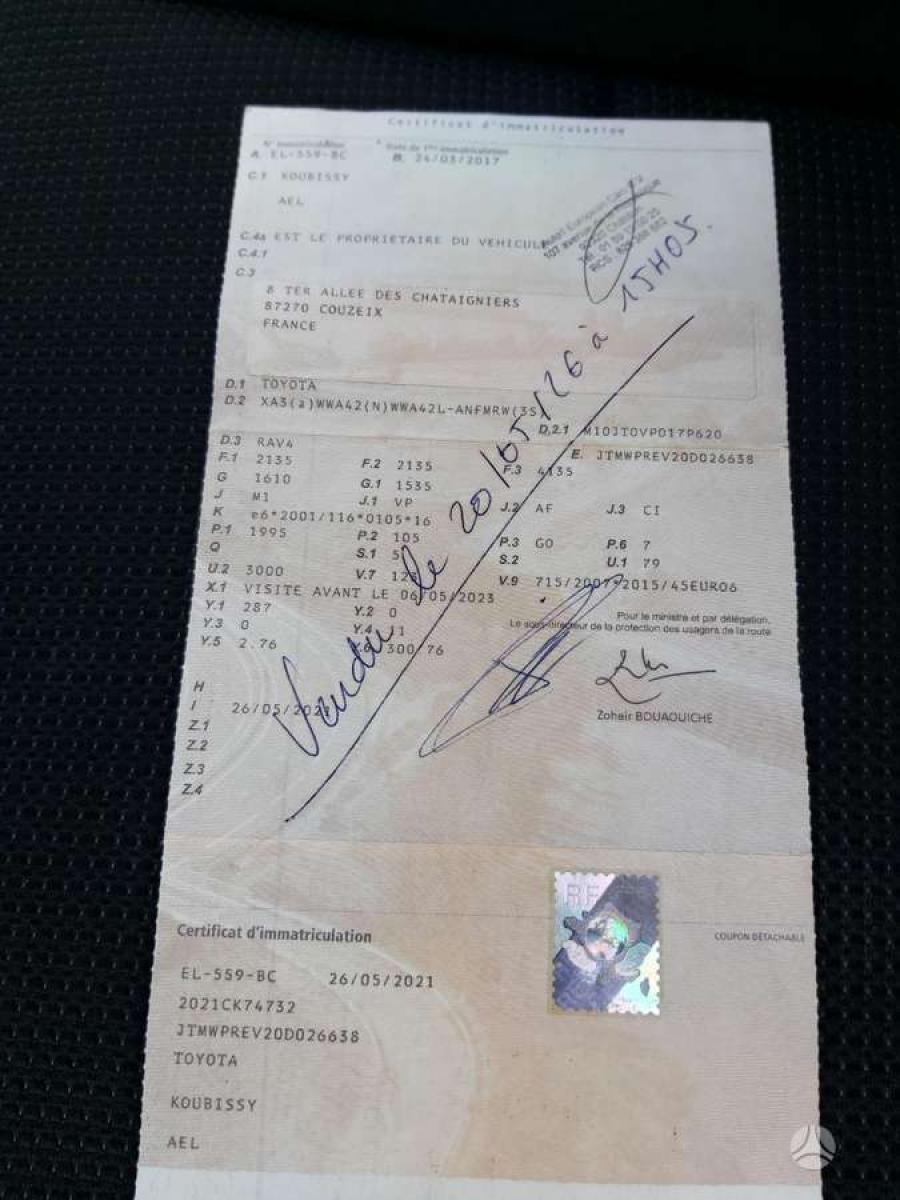 Тойота РАВ 4 2017 в Паневежис, объемом двигателя 2.00 л и пробегом 238 тыс. км за 12900 €, фото 11 на AUTOMOTO.COM.LV