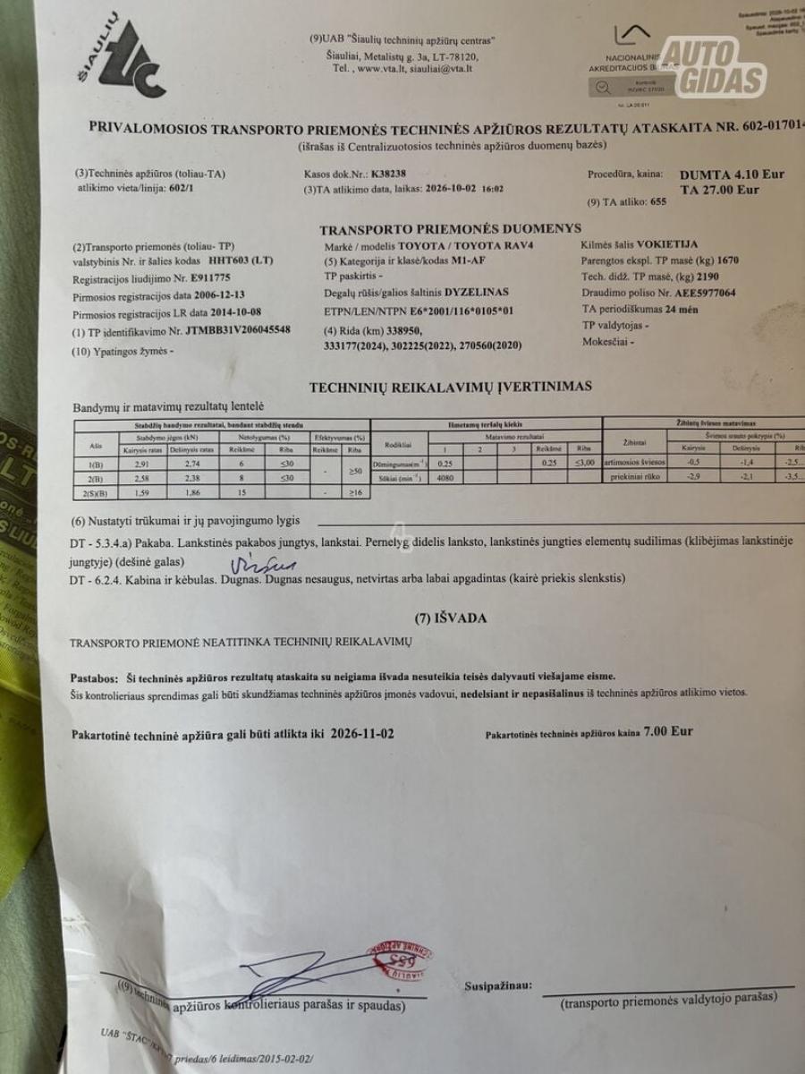 Серый Тойота РАВ 4 2006 в Ионишкис, объемом двигателя 2.20 л и пробегом 339 тыс. км за 1600 €, фото 10 на AUTOMOTO.COM.LV