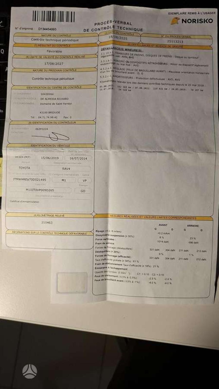 Grey Toyota RAV4 2014 in Vilnius, with an engine capacity of 2.00 L and mileage of 228 thousand km for 9350 €, photo 21 on AUTOMOTO.COM.LV