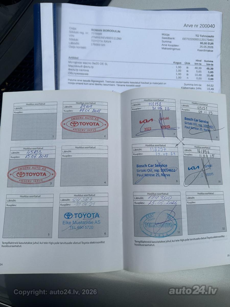 Grey Toyota RAV4 2017 in Narva, with an engine capacity of 2.00 L and mileage of 180 thousand km for 14600 €, photo 23 on AUTOMOTO.COM.LV