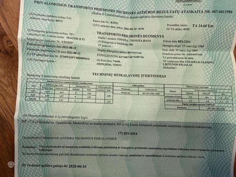 Серый Тойота РАВ 4 2021 в Вильнюс, объемом двигателя 1.99 л и пробегом 76 тыс. км за 26500 €, фото 20 на AUTOMOTO.COM.LV