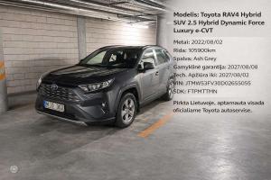 Pelēks Toyota RAV4 2022 Viļņa, ar dzinēja tilpumu 2.49 L un nobraukumu 106 tūkst. km par 27299 €, foto  vietnē AUTOMOTO.COM.LV
