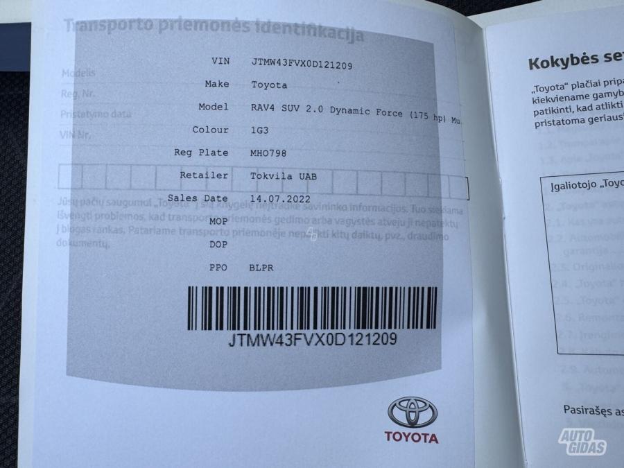 Grey Toyota RAV4 2022 in Avizieniai, with an engine capacity of 2.00 L and mileage of 100 thousand km for 23950 €, photo 25 on AUTOMOTO.COM.LV