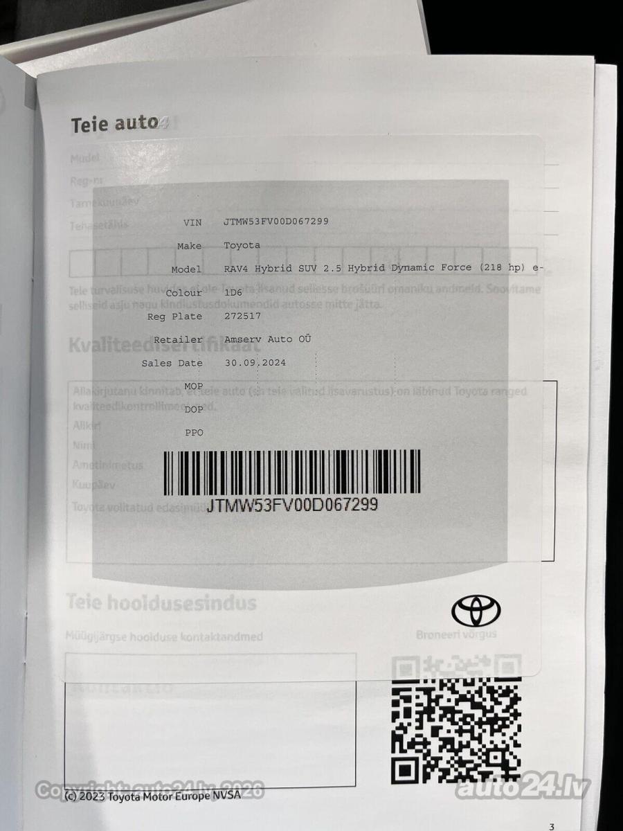 Grey Toyota RAV4 2024 in Tallinn, with an engine capacity of 2.50 L and mileage of 19 thousand km for 36700 €, photo 13 on AUTOMOTO.COM.LV