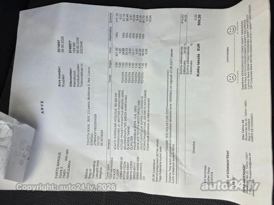 Grey Toyota RAV4 2019 in Tallinn, with an engine capacity of 2.00 L and mileage of 138 thousand km for 20500 €, photo 12 on AUTOMOTO.COM.LV