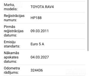 White Toyota RAV4 2011 in Riga, with an engine capacity of 2.20 L and mileage of 0 thousand km for 4950 €, photo 23 on AUTOMOTO.COM.LV