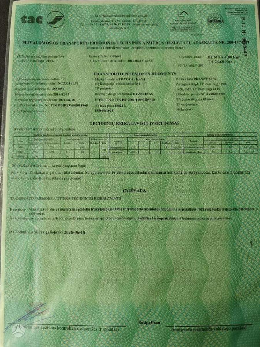 Белый Тойота РАВ 4 2014 в Каунас, объемом двигателя 2.00 л и пробегом 188 тыс. км за 11200 €, фото 12 на AUTOMOTO.COM.LV