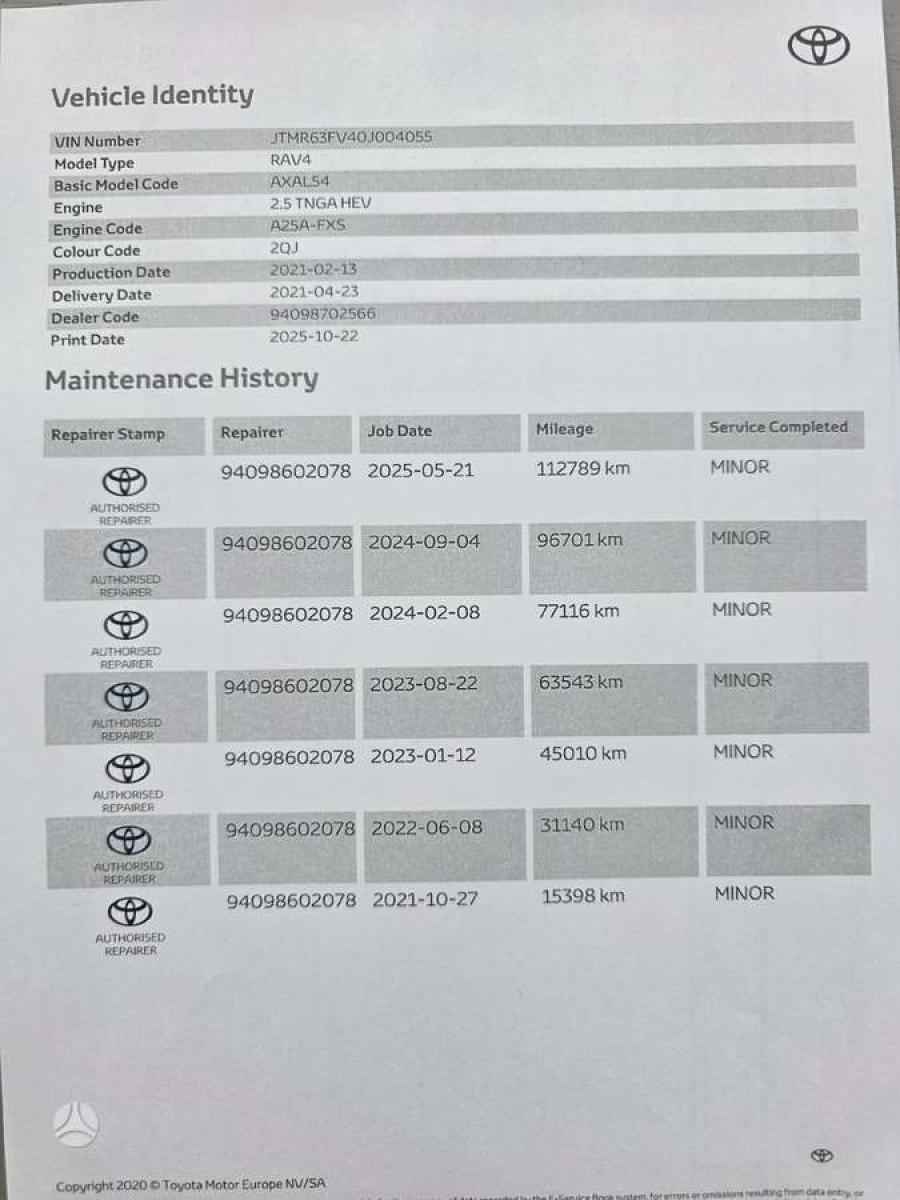 White Toyota RAV4 2021 in Vilnius, with an engine capacity of 2.49 L and mileage of 125 thousand km for 29480 €, photo 38 on AUTOMOTO.COM.LV