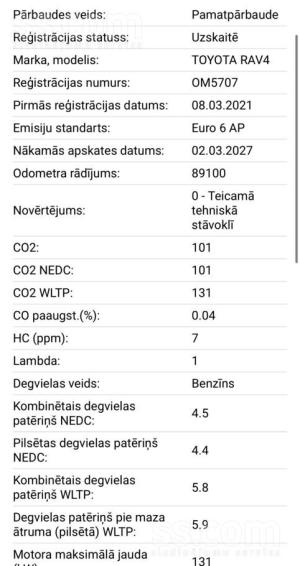 Balts Toyota RAV4 2021 Rīga, ar dzinēja tilpumu 2.50 L un nobraukumu 108 tūkst. km par 28200 €, foto 33 vietnē AUTOMOTO.COM.LV