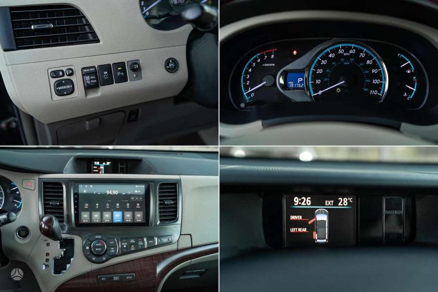 Black Toyota Sienna 2013 in Klaipeda, with an engine capacity of 3.46 L and mileage of 192 thousand km for 18000 €, photo 44 on AUTOMOTO.COM.LV
