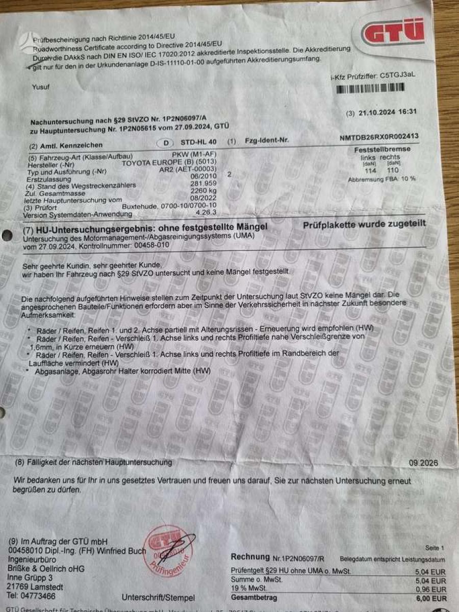 Серый Тойота Версо 2010 в Паневежис, объемом двигателя 2.23 л и пробегом 301 тыс. км за 4200 €, фото 20 на AUTOMOTO.COM.LV