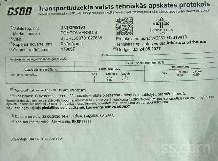 Melns Toyota Verso-S 2012 Rīga, ar dzinēja tilpumu 1.30 L un nobraukumu 0 tūkst. km par 4990 €, foto 18 vietnē AUTOMOTO.COM.LV