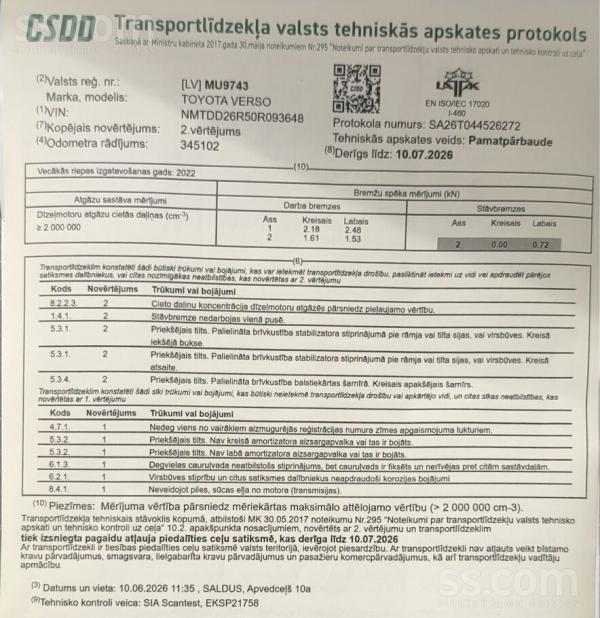 Balts Toyota Verso 2013 Rīga, ar dzinēja tilpumu 2.00 L un nobraukumu 345 tūkst. km par 3500 €, foto 5 vietnē AUTOMOTO.COM.LV