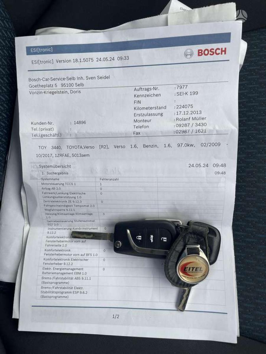 Белый Тойота Версо 2013 в Вильнюс, объемом двигателя 1.60 л и пробегом 242 тыс. км за 6950 €, фото 21 на AUTOMOTO.COM.LV