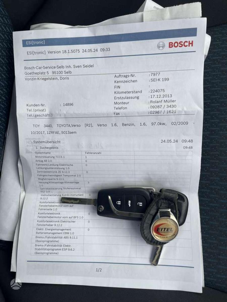 Белый Тойота Версо 2013 в Вильнюс, объемом двигателя 1.60 л и пробегом 242 тыс. км за 6350 €, фото 21 на AUTOMOTO.COM.LV