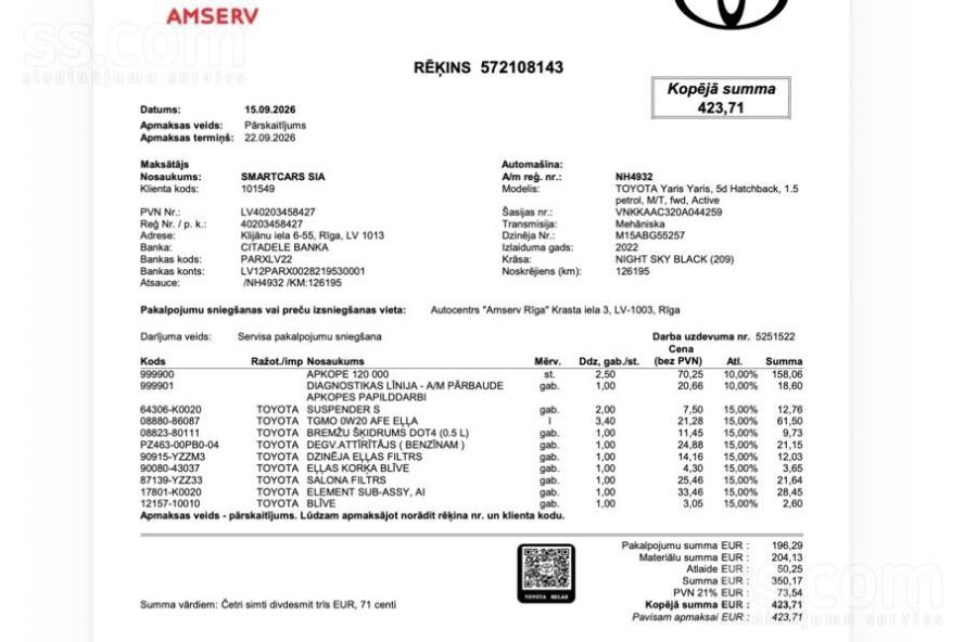 Черный Тойота Ярис 2022 в Рига, объемом двигателя 1.50 л и пробегом 126 тыс. км за 12640 €, фото 19 на AUTOMOTO.COM.LV