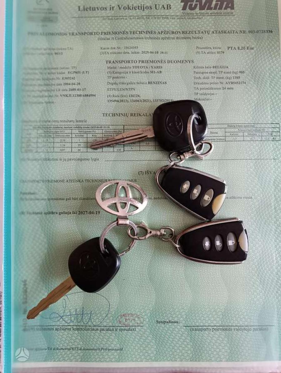 Blue Toyota Yaris 2004 in Vilnius, with an engine capacity of 1.30 L and mileage of 136 thousand km for 1290 €, photo 10 on AUTOMOTO.COM.LV