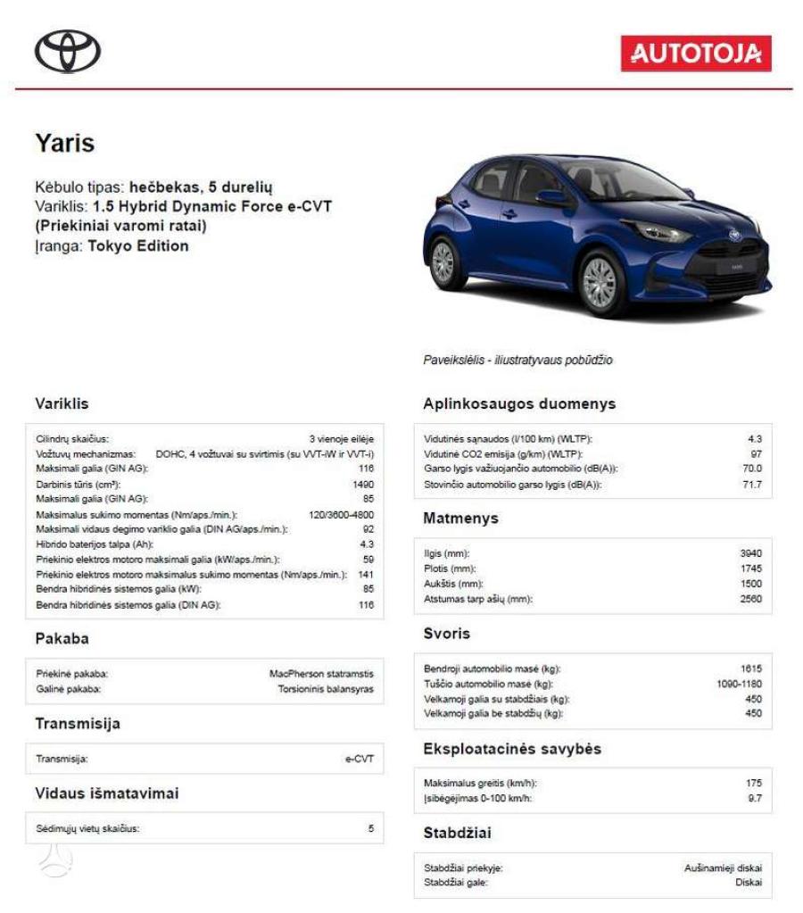 Blue Toyota Yaris 2022 in Kaunas, with an engine capacity of 1.49 L and mileage of 41 thousand km for 18999 €, photo 23 on AUTOMOTO.COM.LV
