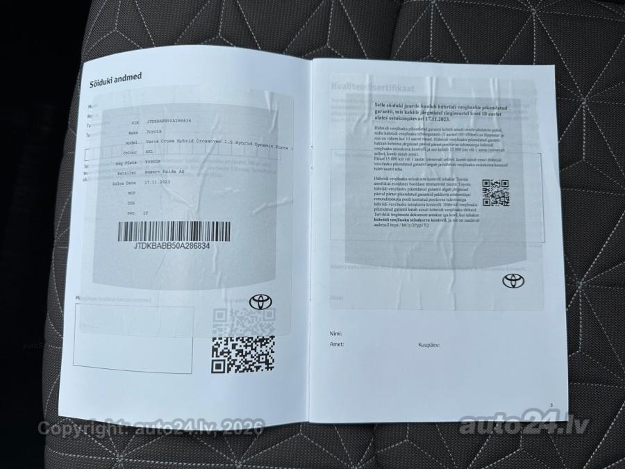 Toyota Yaris Cross 2023 Tallina, ar dzinēja tilpumu 1.50 L un nobraukumu 39 tūkst. km par 22900 €, foto 48 vietnē AUTOMOTO.COM.LV