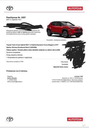 Red Toyota Yaris Cross 2022 in Kaunas, with an engine capacity of 1.49 L and mileage of 33 thousand km for 25000 €, photo 13 on AUTOMOTO.COM.LV