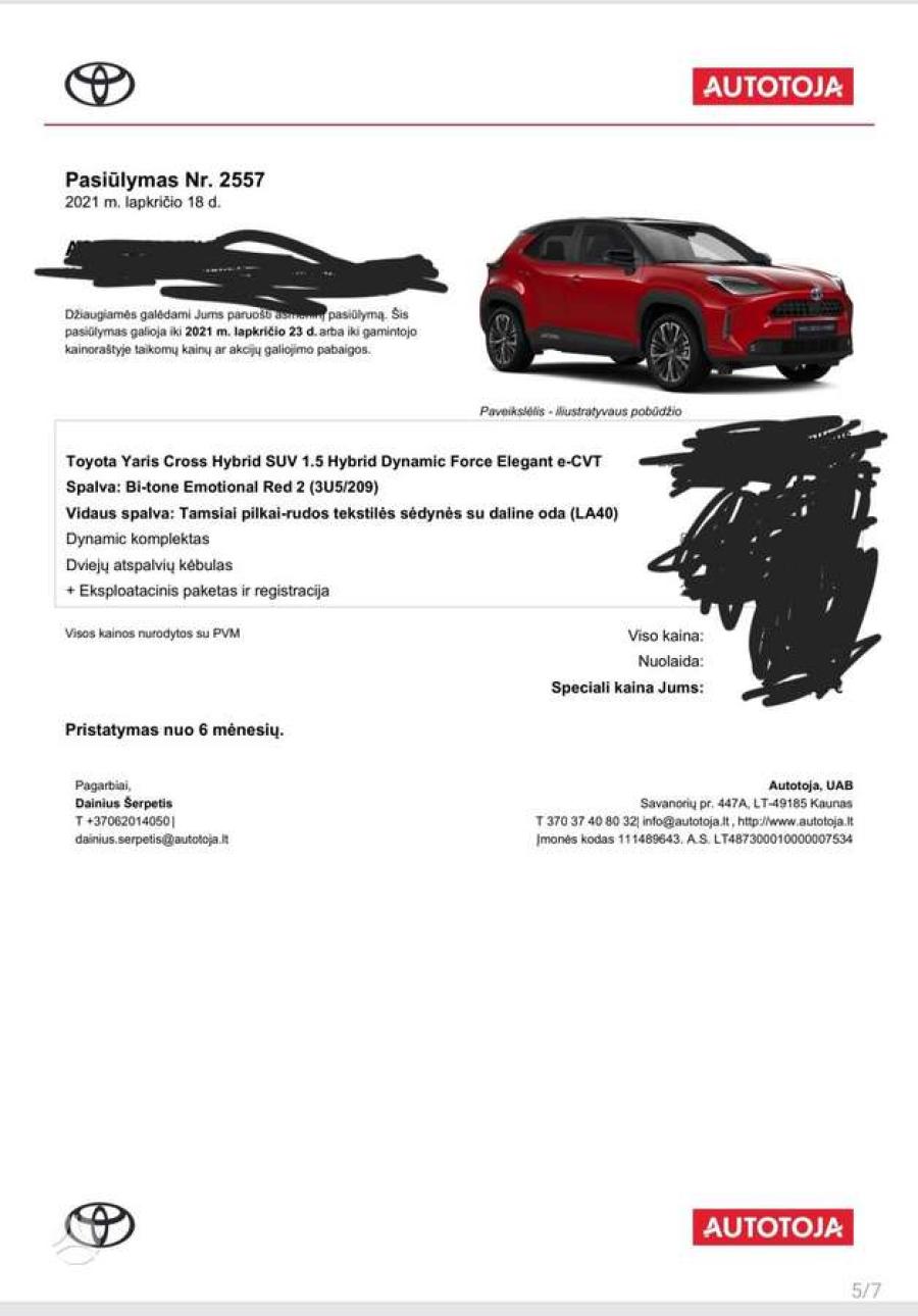 Red Toyota Yaris Cross 2022 in Kaunas, with an engine capacity of 1.49 L and mileage of 33 thousand km for 25000 €, photo 13 on AUTOMOTO.COM.LV