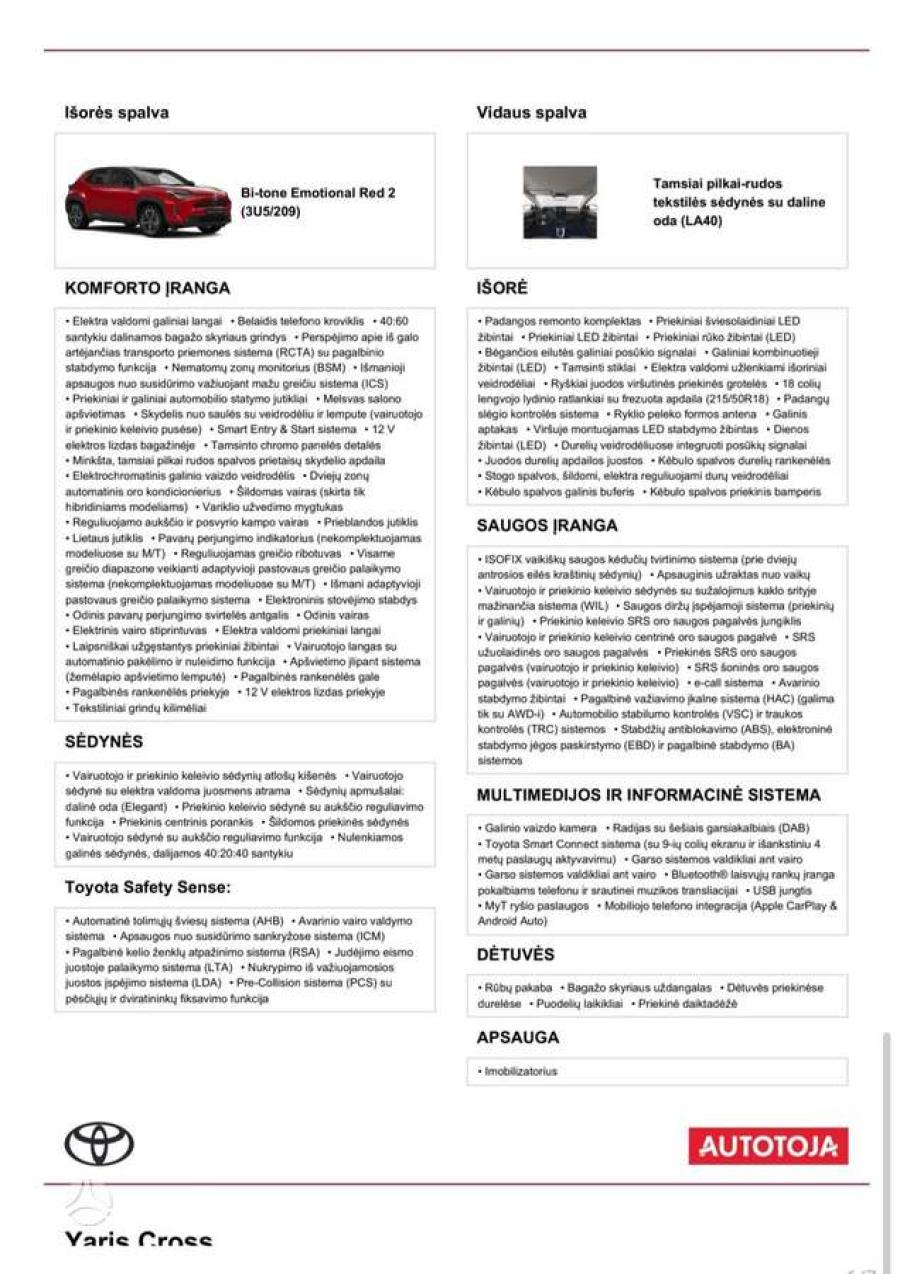 Red Toyota Yaris Cross 2022 in Kaunas, with an engine capacity of 1.49 L and mileage of 33 thousand km for 25000 €, photo 14 on AUTOMOTO.COM.LV