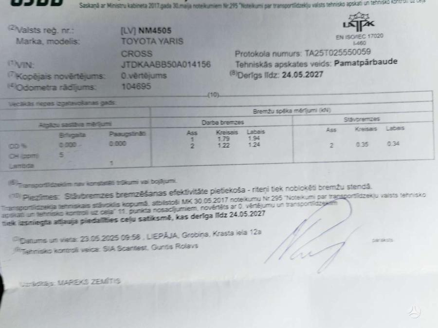 White Toyota Yaris Cross 2023 in Utena, with an engine capacity of 1.49 L and mileage of 142 thousand km for 16900 €, photo 14 on AUTOMOTO.COM.LV