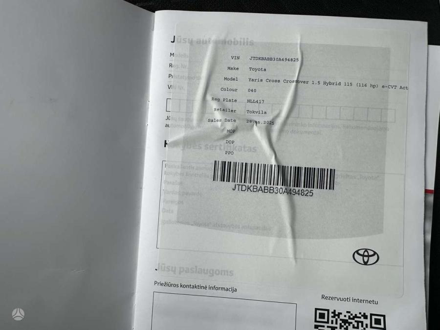 White Toyota Yaris Cross 2025 in Vilnius, with an engine capacity of 1.50 L and mileage of 57 thousand km for 21950 €, photo 31 on AUTOMOTO.COM.LV