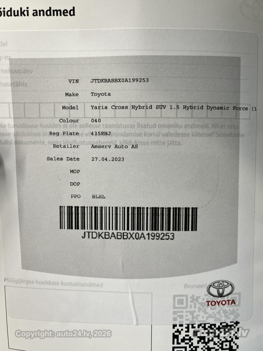 Белый Тойота Yaris Cross 2023 в Таллин, объемом двигателя 1.50 л и пробегом 141 тыс. км за 17900 €, фото 23 на AUTOMOTO.COM.LV