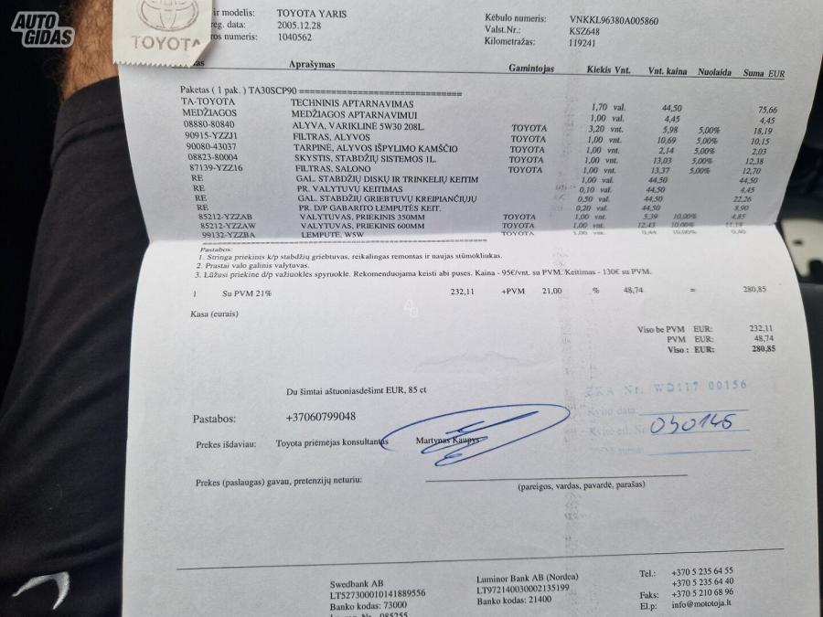 Pelēks Toyota Yaris 2005 Viļņa, ar dzinēja tilpumu 1.30 L un nobraukumu 146 tūkst. km par 2000 €, foto 27 vietnē AUTOMOTO.COM.LV