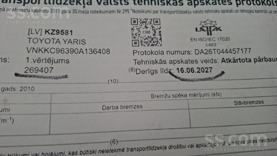Grey Toyota Yaris 2008 in Daugavpils, with an engine capacity of 1.40 L and mileage of 270 thousand km for 1650 €, photo 21 on AUTOMOTO.COM.LV