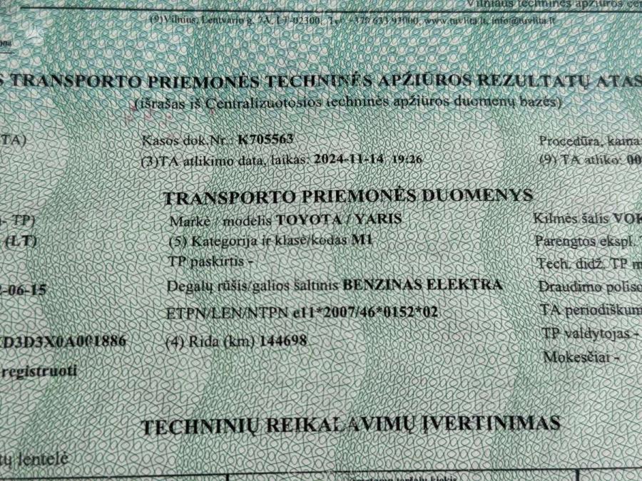 Grey Toyota Yaris 2012 in Vilnius, with an engine capacity of 1.50 L and mileage of 155 thousand km for 7200 €, photo 30 on AUTOMOTO.COM.LV