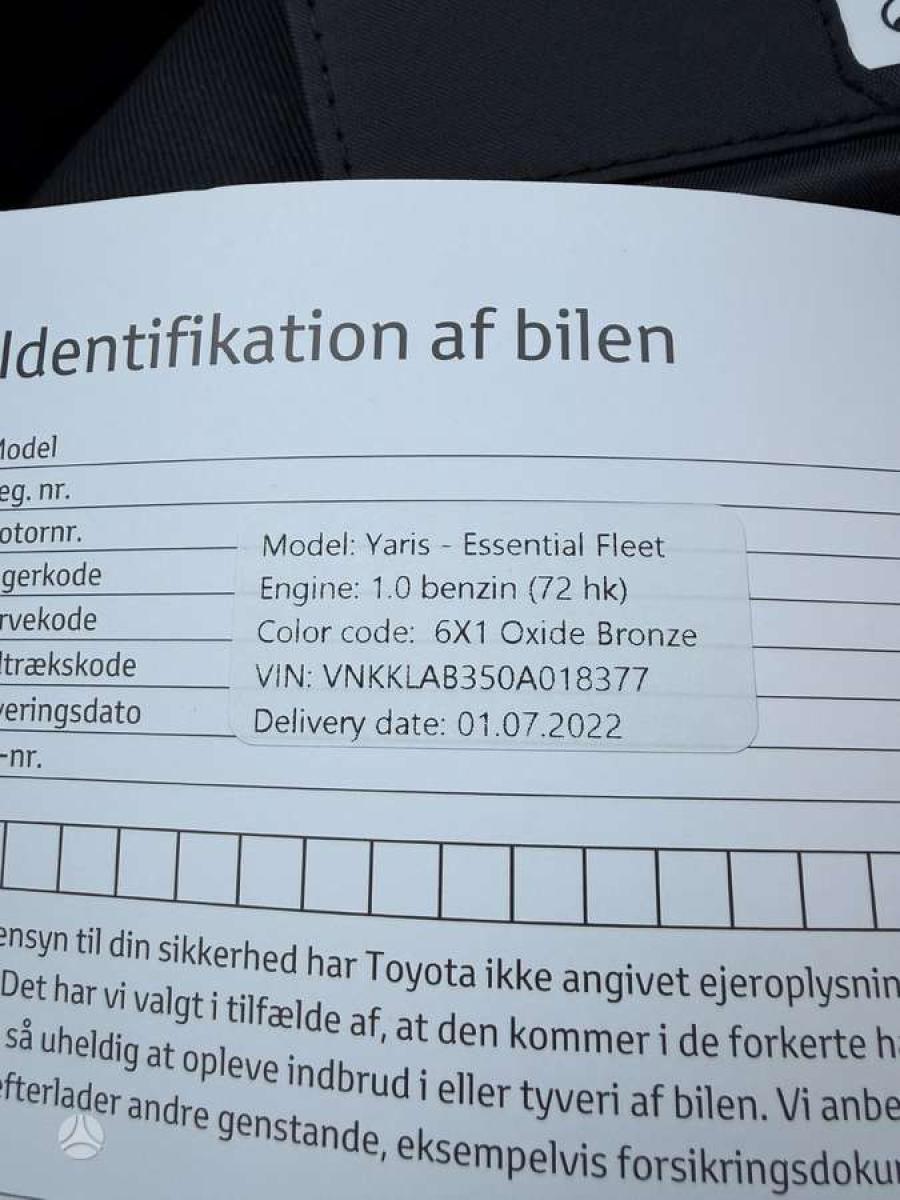 Pelēks Toyota Yaris 2022 Klaipėda, ar dzinēja tilpumu 1.00 L un nobraukumu 101 tūkst. km par 11800 €, foto 21 vietnē AUTOMOTO.COM.LV