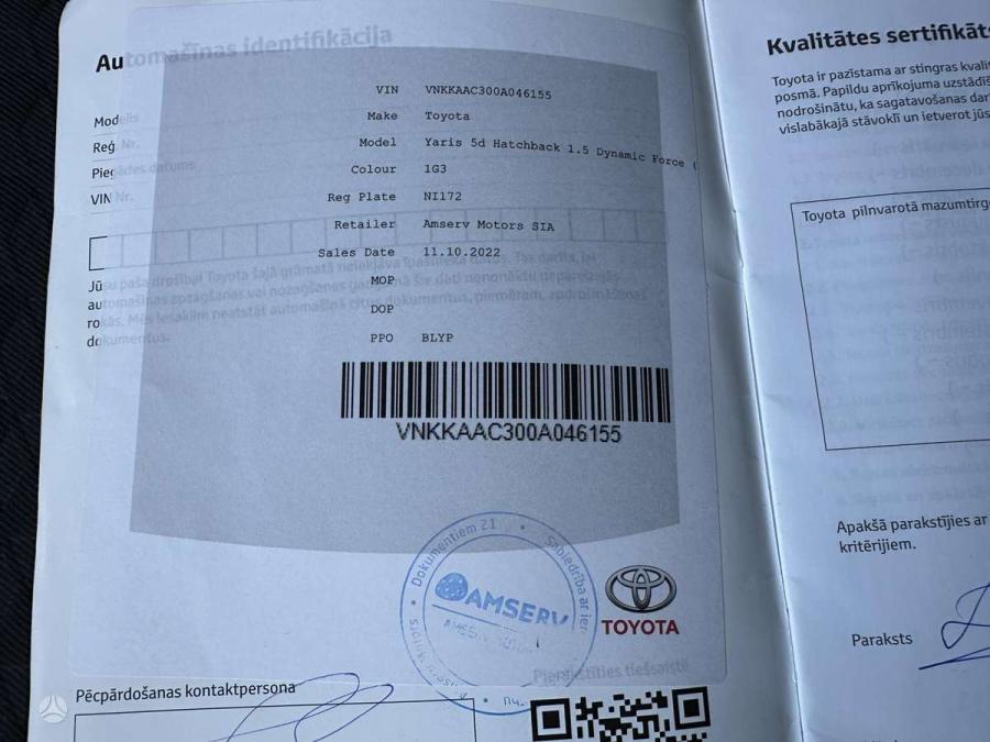 Pelēks Toyota Yaris 2022 Viļņa, ar dzinēja tilpumu 1.50 L un nobraukumu 120 tūkst. km par 13500 €, foto 25 vietnē AUTOMOTO.COM.LV