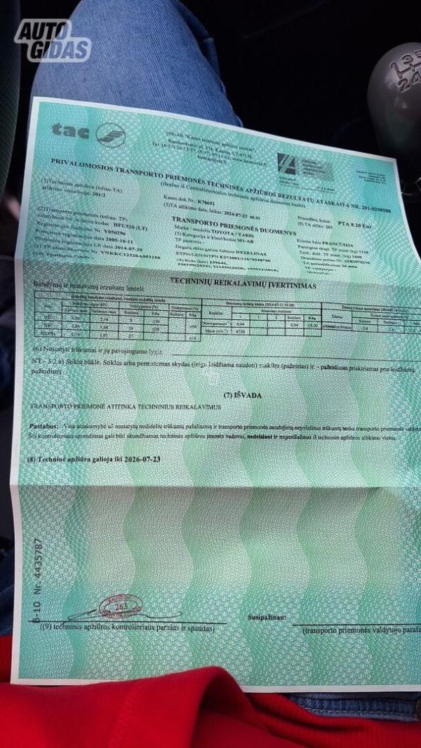 Тойота Ярис 2004 в Каунас, объемом двигателя 1.40 л и пробегом 260 тыс. км за 500 €, фото 9 на AUTOMOTO.COM.LV